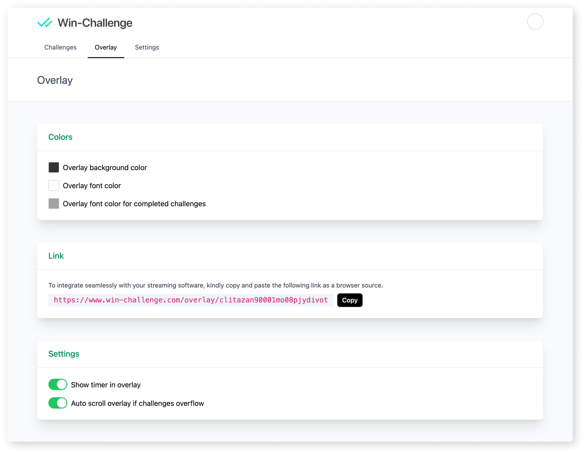 Create win challenges for your stream with ease | win-challenge.com