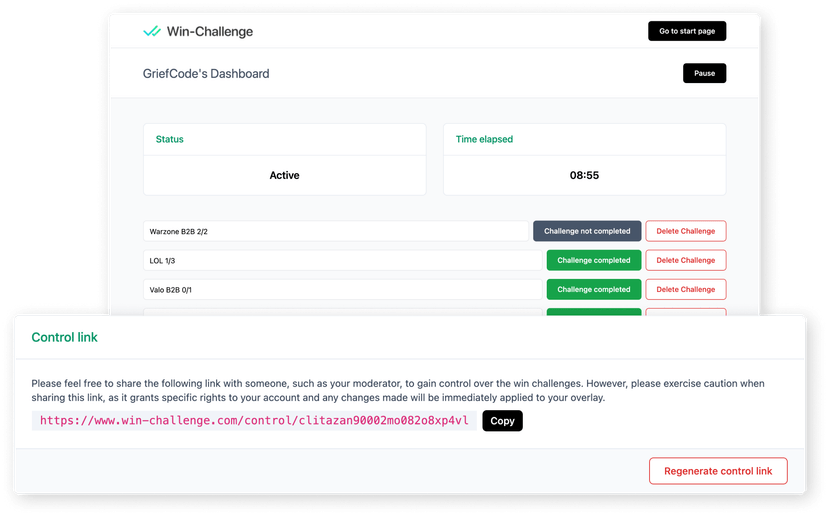 Create win challenges for your stream with ease | win-challenge.com